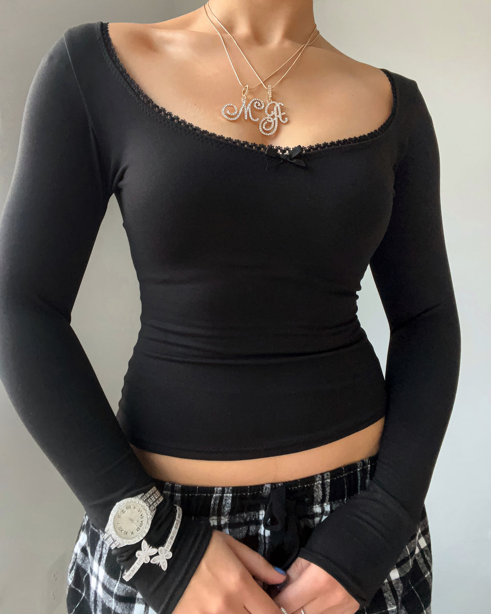 Alice long sleeve top (Black) – Bit By Angie